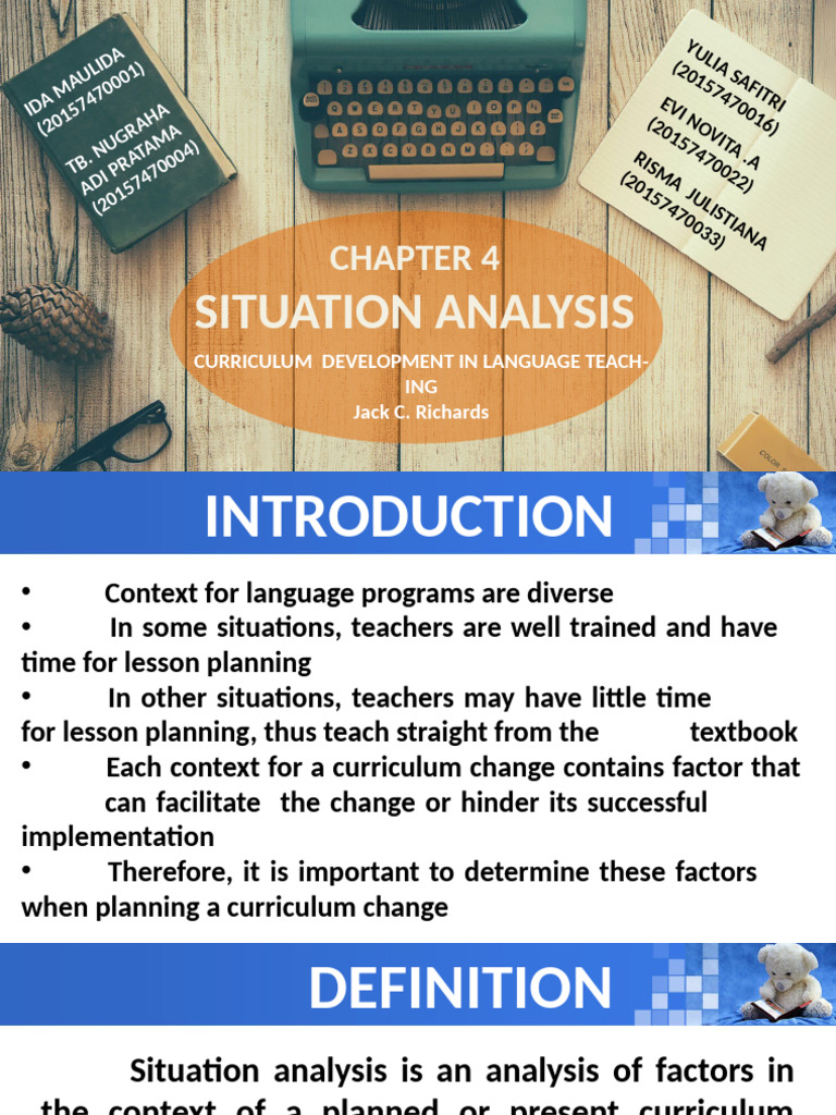 Situation Analysis in Language Curriculum | PDF | Teachers | Learning