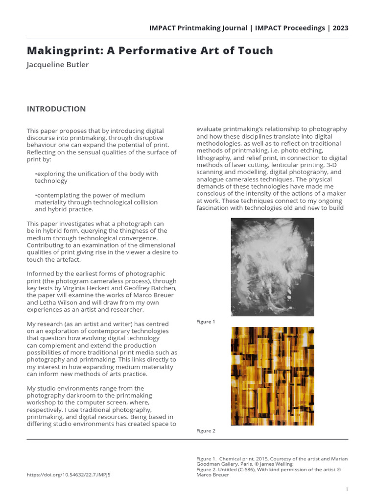 Makingprint A Performative Art of Touch | PDF | Image | Photograph