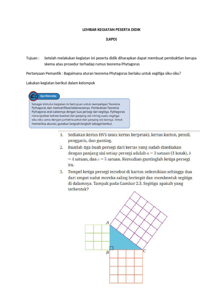 LKPD Phytagoras 1 | PDF