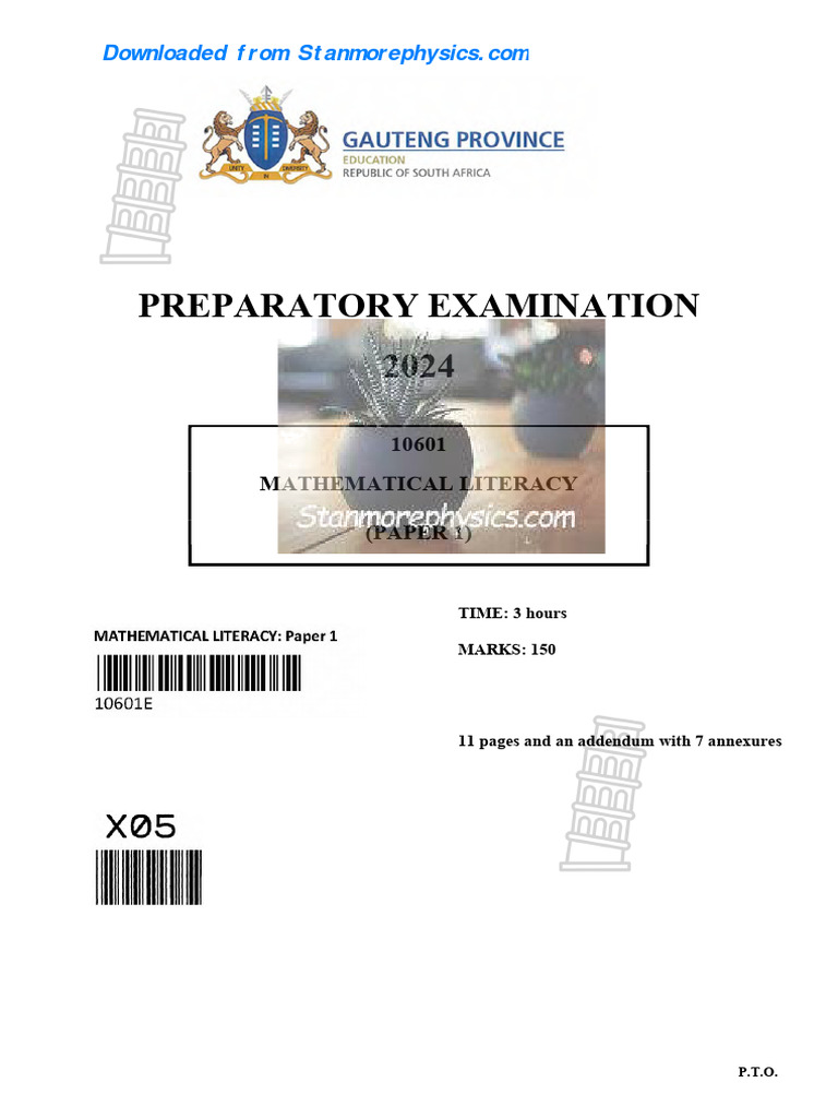 Grade 12 Maths Literacy P1 Exam 2024 | PDF | Taxes | Value Added Tax