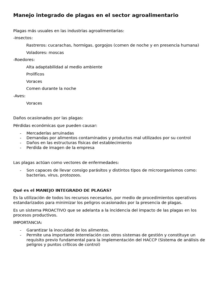 Manejo Integrado de Plagas en El Sector Agroalimentario | PDF | Plaga (organismo) | Análisis de ...