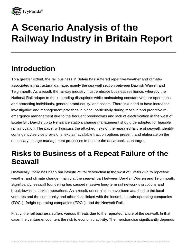 A Scenario Analysis of The Railway Industry in Britain | PDF | Climate ...