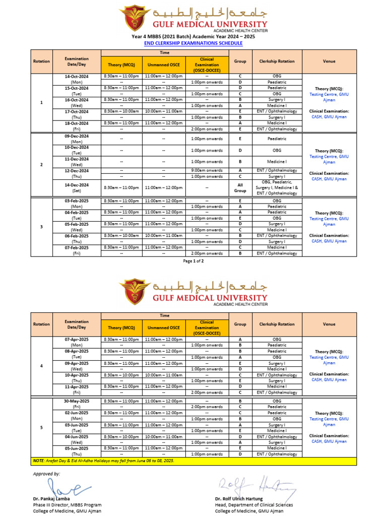 MBBS Exam Schedule 2024-2025 | PDF | Medical Education | Educational Stages