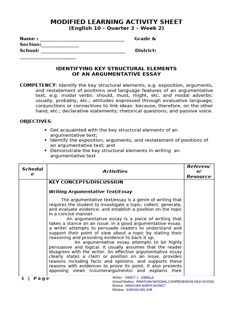 LAS English-10 Q2 Week-2 | PDF | Essays | Traffic