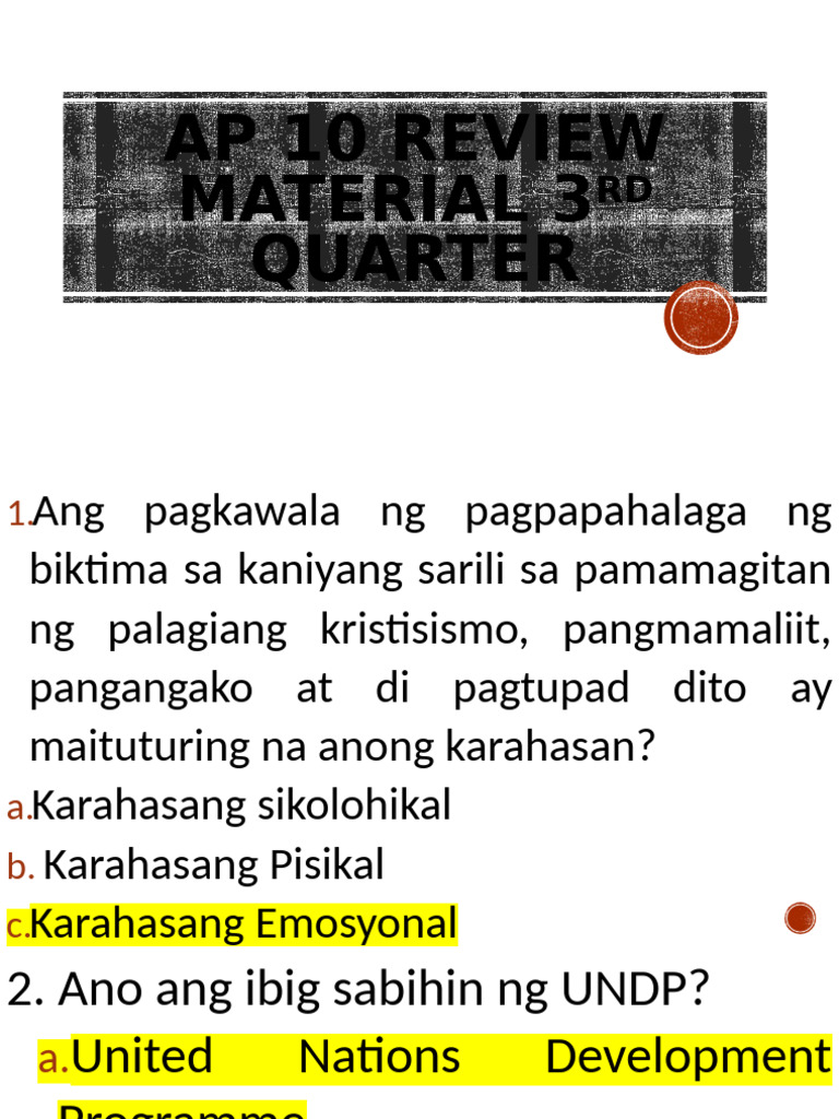 AP 10 Review Material 3rd Quarter | PDF