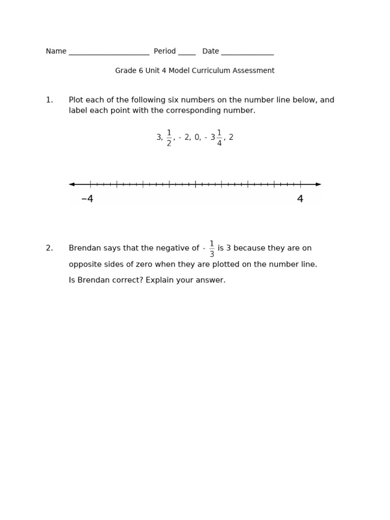 6.4.assessment Model Curriclum Grade 1 Mathematics Units - 6 | PDF ...