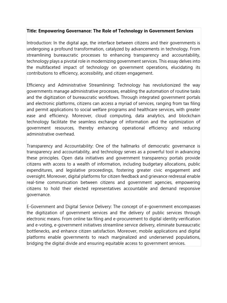 UPLD - CGPT - Empowering Governance - The Role of Technology in Government Services - Part 1 ...
