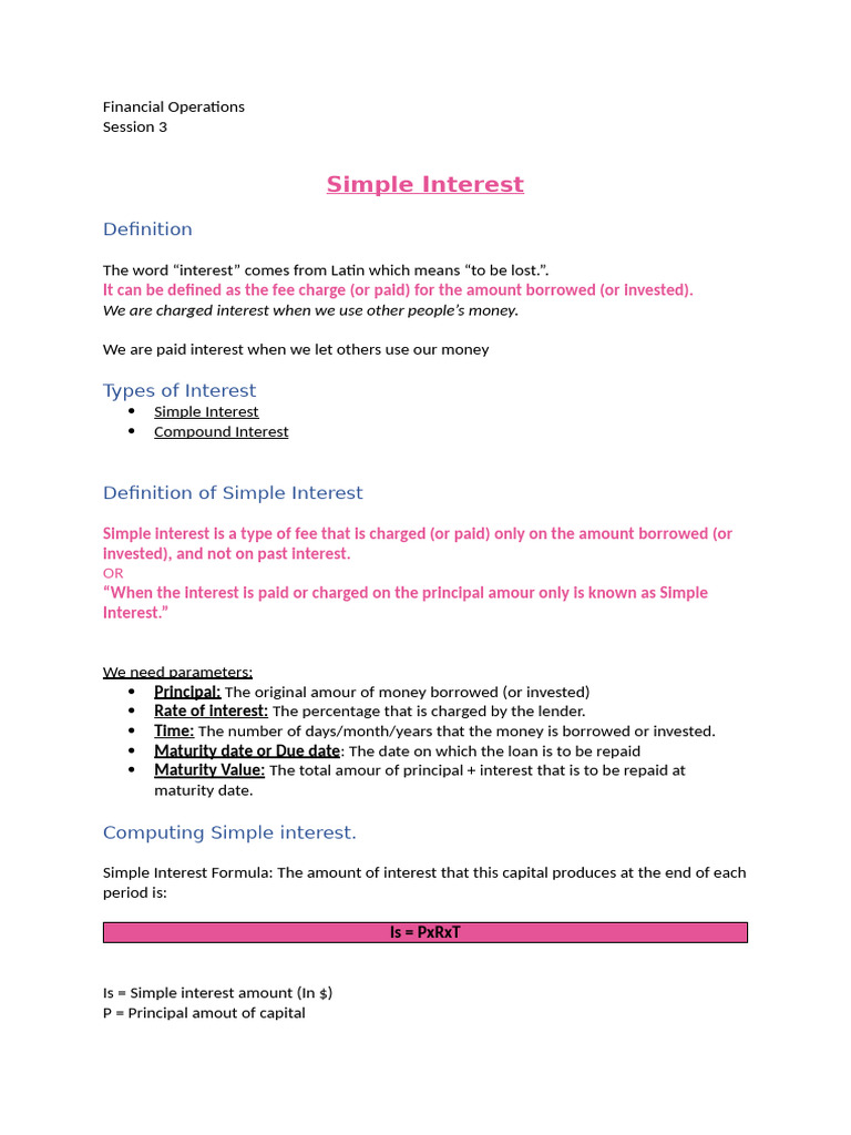 Financial Operations - Session 3 | PDF | Interest | Debt