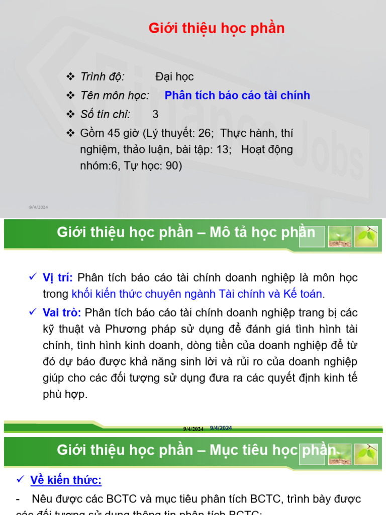 C1. Tong Quan Ve Phan Tich BCTC 2024 | PDF