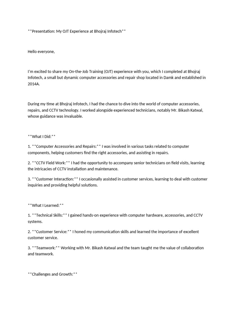 Presentation Ojt Ko Simple | PDF | Computers