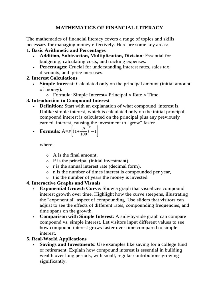 Mathematics of Financial Literacy | PDF | Interest | Compound Interest