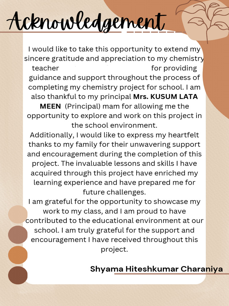 Acknowledgment Chem Pdf