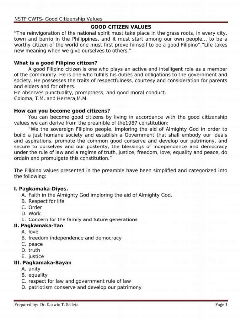 Module1 Good Citizenship | PDF