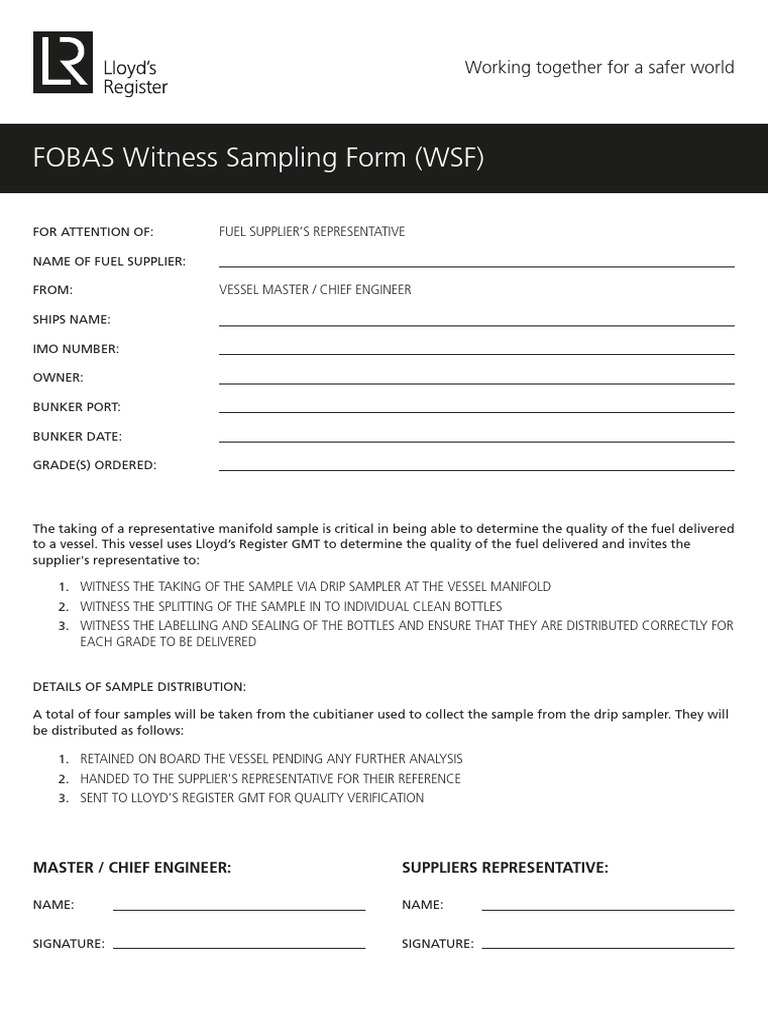 FOBAS Witness Sampling Form (Editable) | PDF | Business | Law