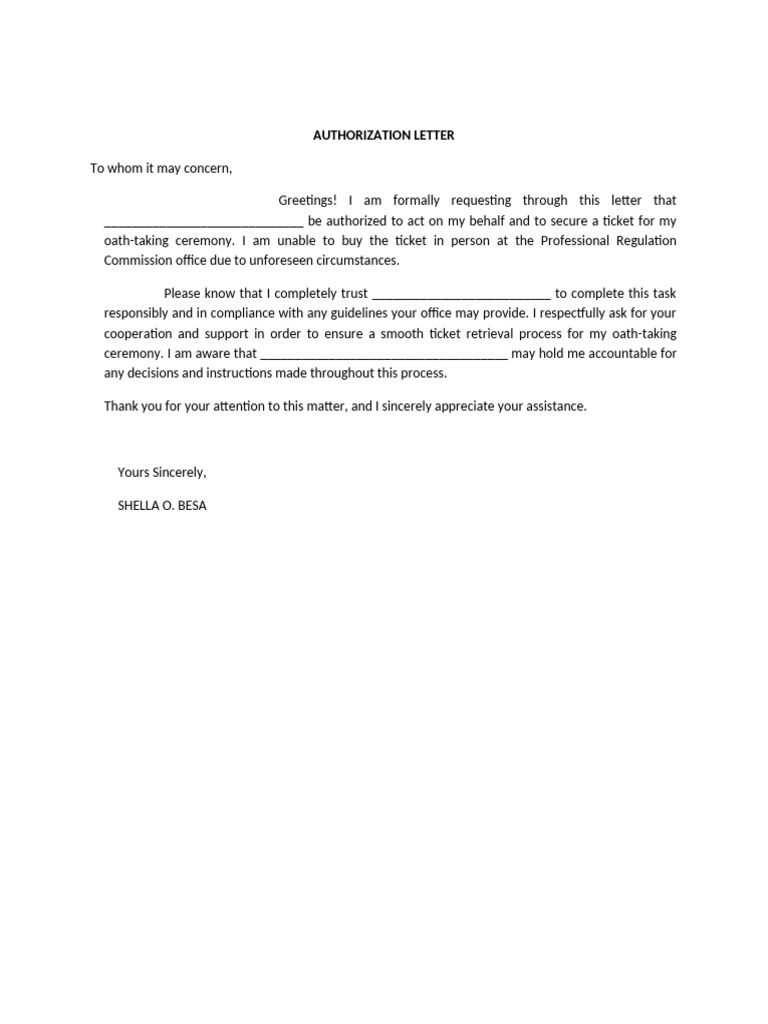 Prc-Authorization Letter | PDF | Career & Growth