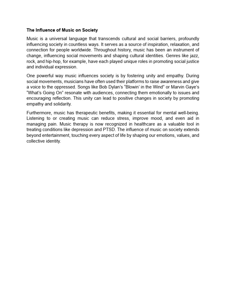 Music's Impact on Society and Culture | PDF
