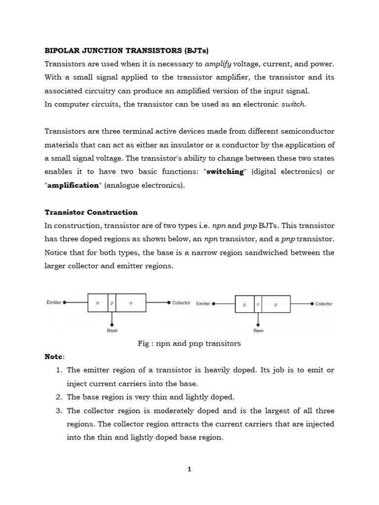 BJ Transistor ?? | PDF | Bipolar Junction Transistor | Transistor
