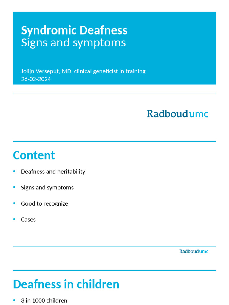 Deafness | PDF | Ear | Causes Of Death