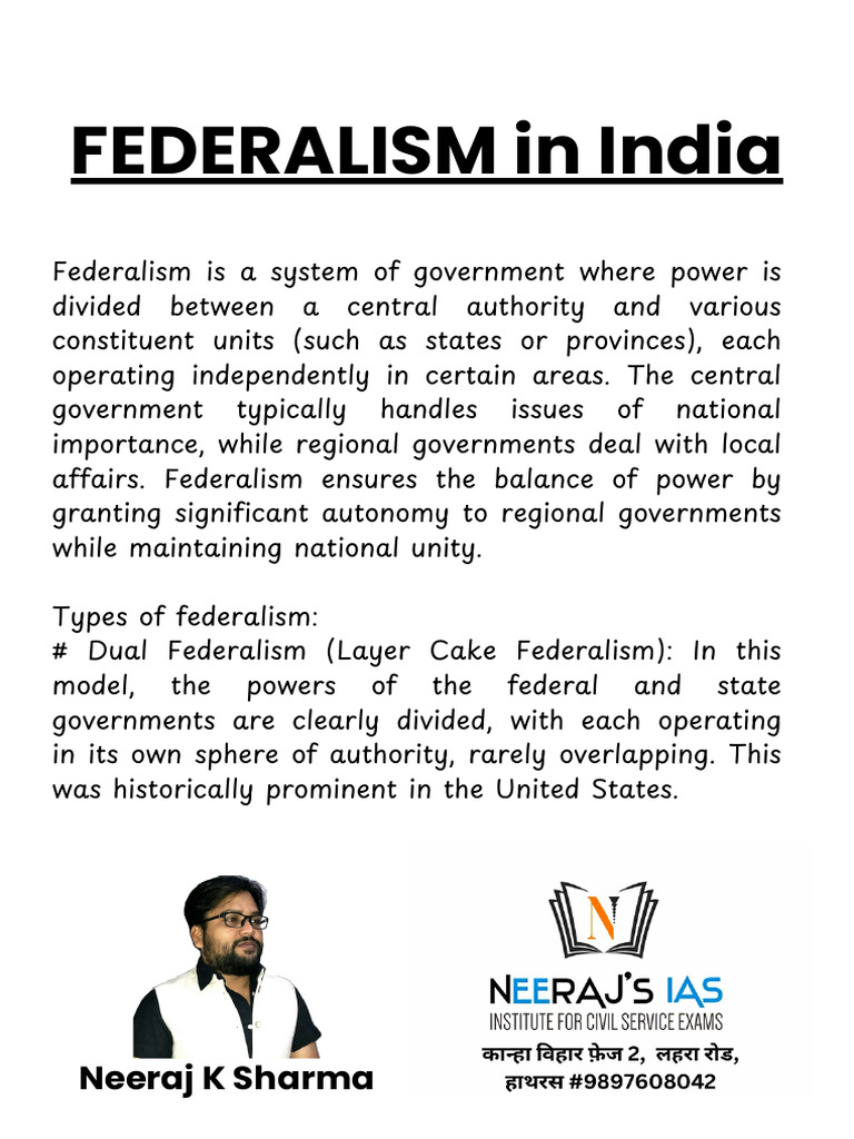 Federalism in India | PDF | Federalism | Federal Government Of The ...