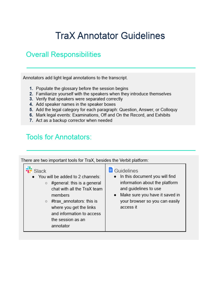 TraX Annotator Guidelines Legal Depositions | PDF | Deposition (Law)