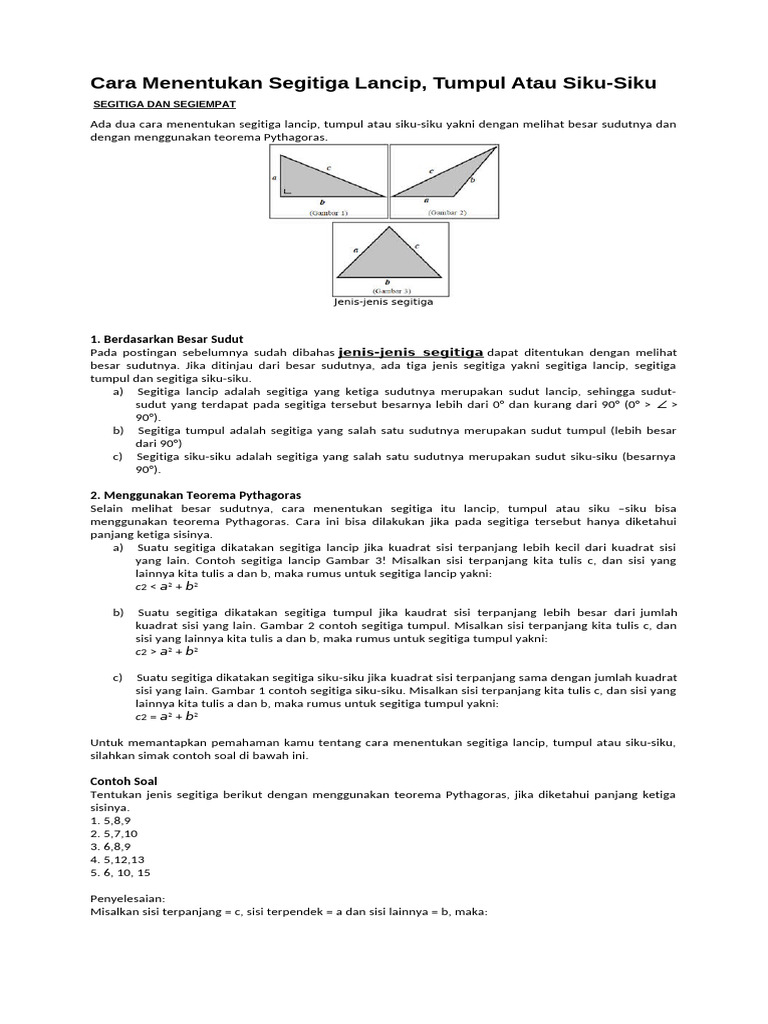 Cara Menentukan Segitiga Lancip | PDF | Metode & Bahan Ajar