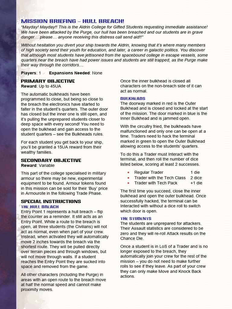 Core Space Mission - Hull Breach! | PDF