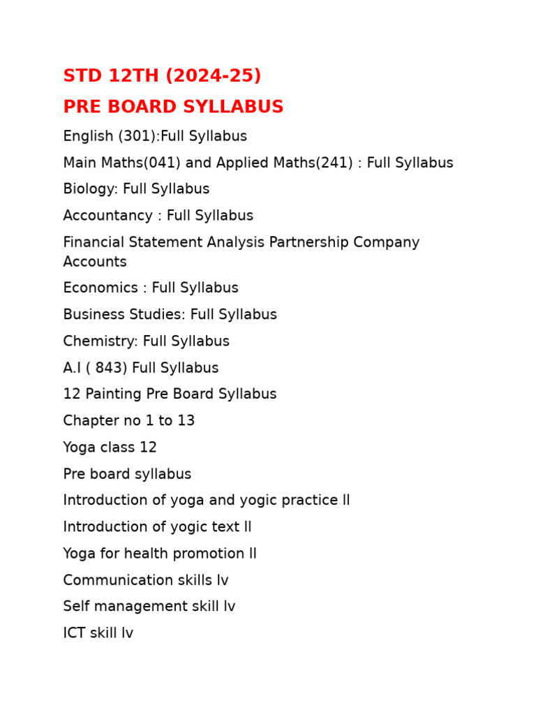 12th SYLLABUS PREBOARD 2024 | PDF | Common Era