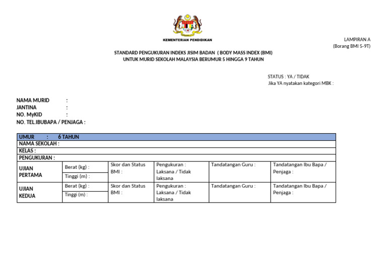 Borang BMI | PDF