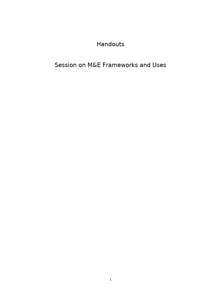 M&E Frameworks and Uses Handout | PDF | Sexually Transmitted Infection ...
