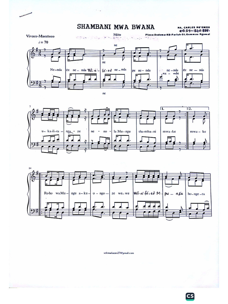 Shambani Mwa Bwana | PDF