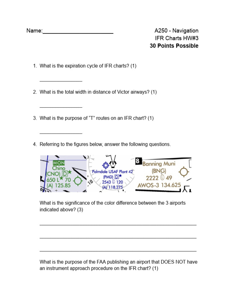 Fall 2024 Ifr Charts Hw#3 | PDF | Instrument Flight Rules | Navigation