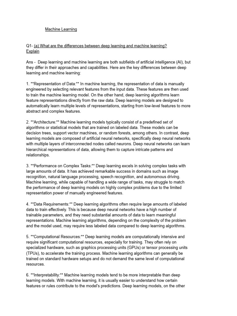 Machine learning pyq | PDF | Machine Learning | Deep Learning