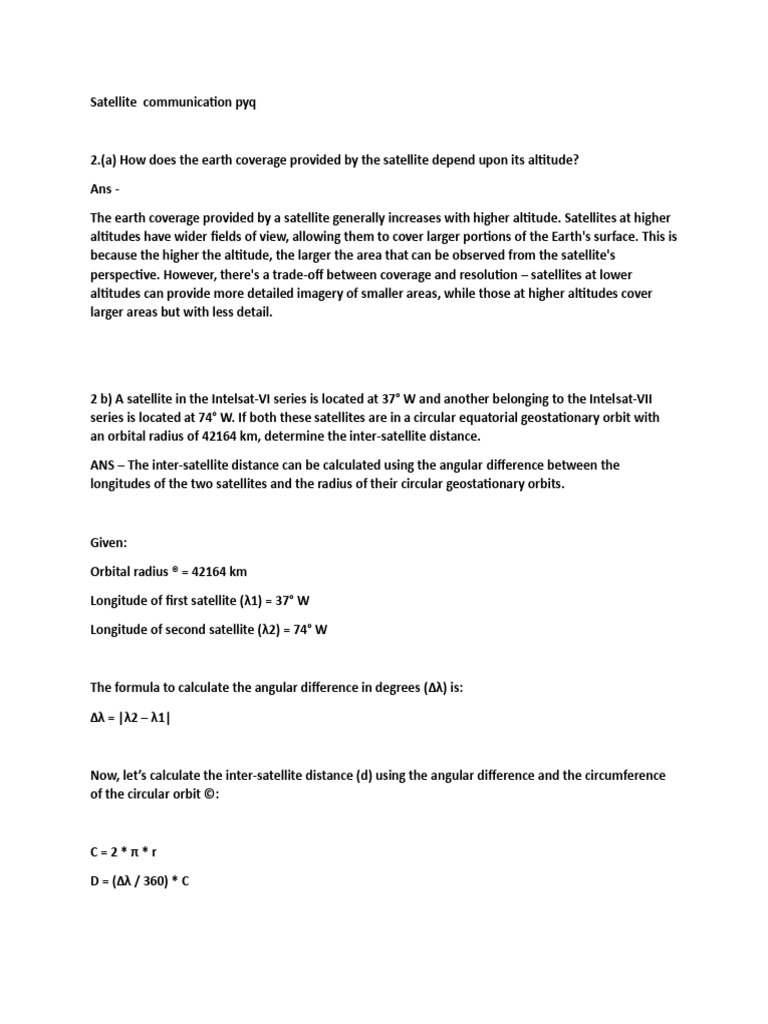 Satellite Communication Pyq | PDF | Orbit