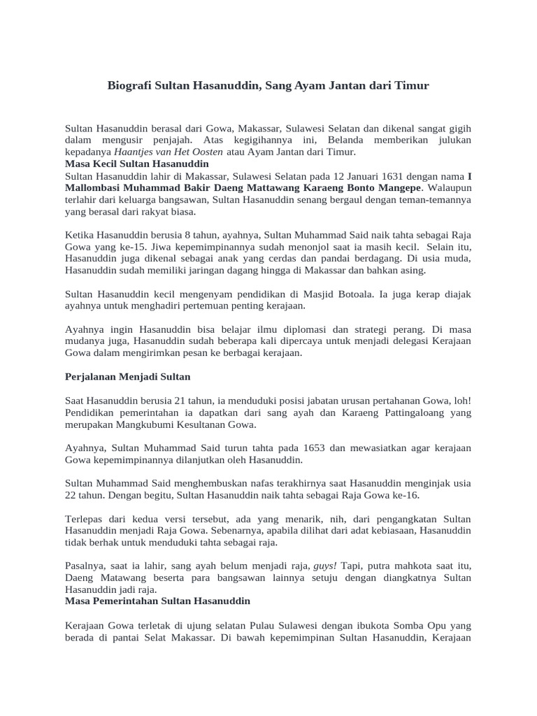 Biografi Sultan Hasanuddin | PDF