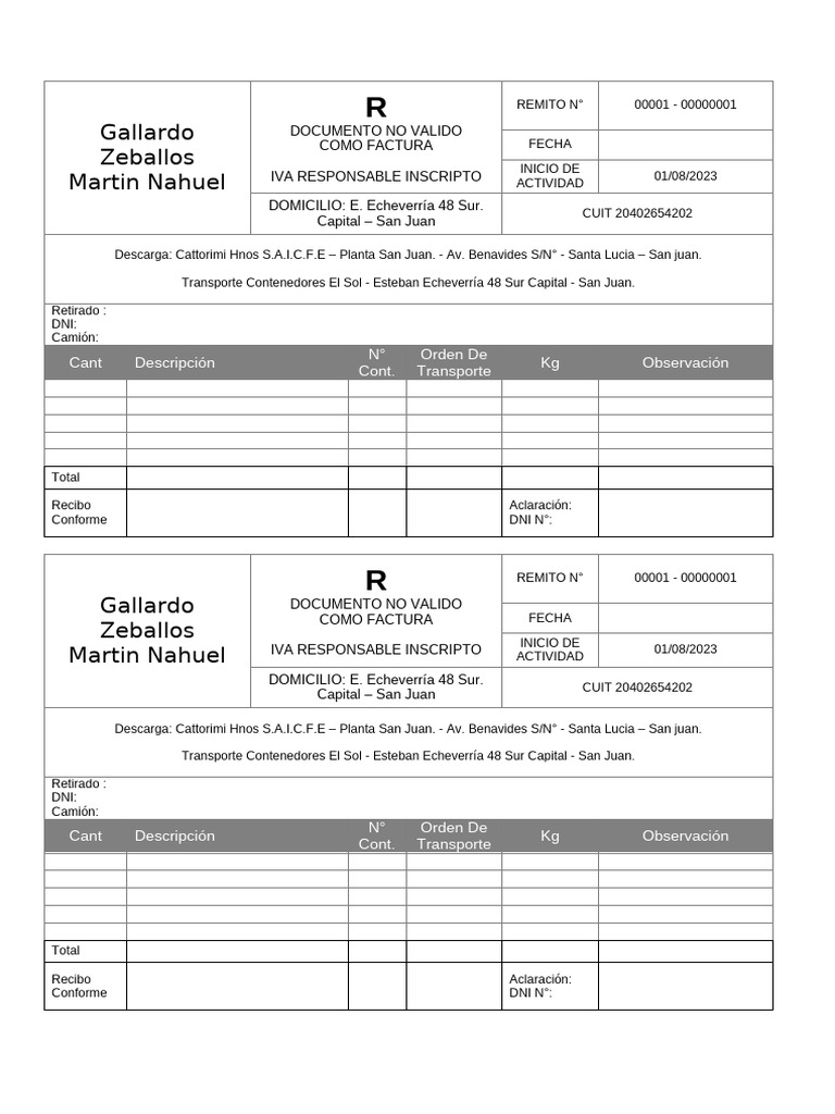 Remito - Recibo | PDF