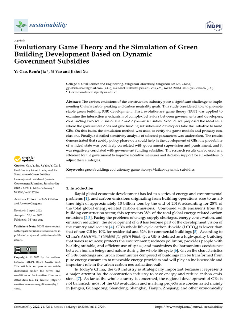 Evolutionary Game Theory and The Simulation of Gre | PDF | Game Theory ...