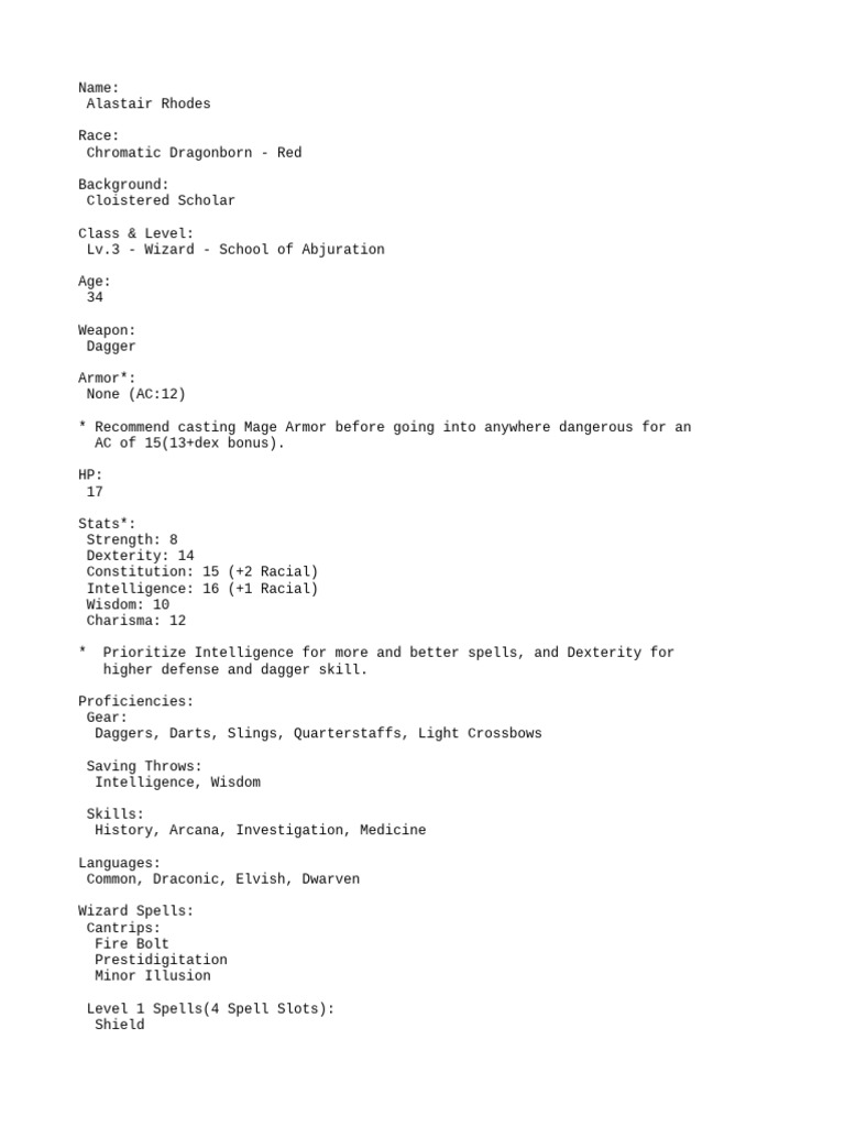 Alastair Rhodes Character Sheet | PDF | Law | Religion & Spirituality