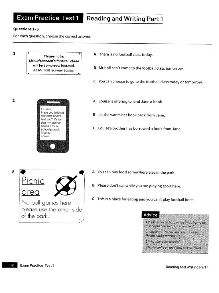 A2 KET Trainer 2020 Edition 2 Test 1 | PDF
