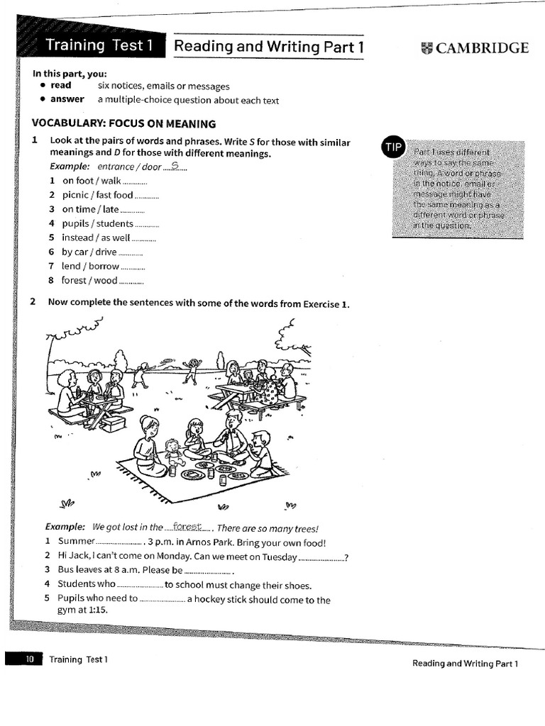 A2 KET Trainer 2020 Edition 2 Test 1 | PDF