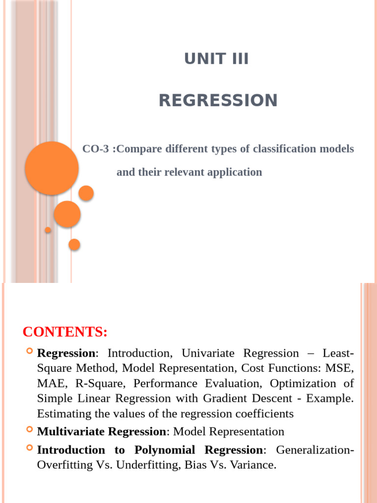 PPT-U3-ML | PDF | Linear Regression | Errors And Residuals