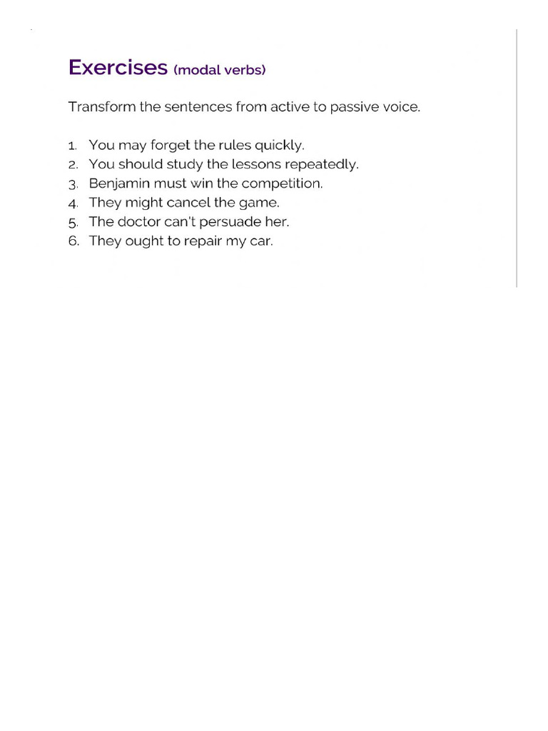 Modal Passive Practice 1 | PDF