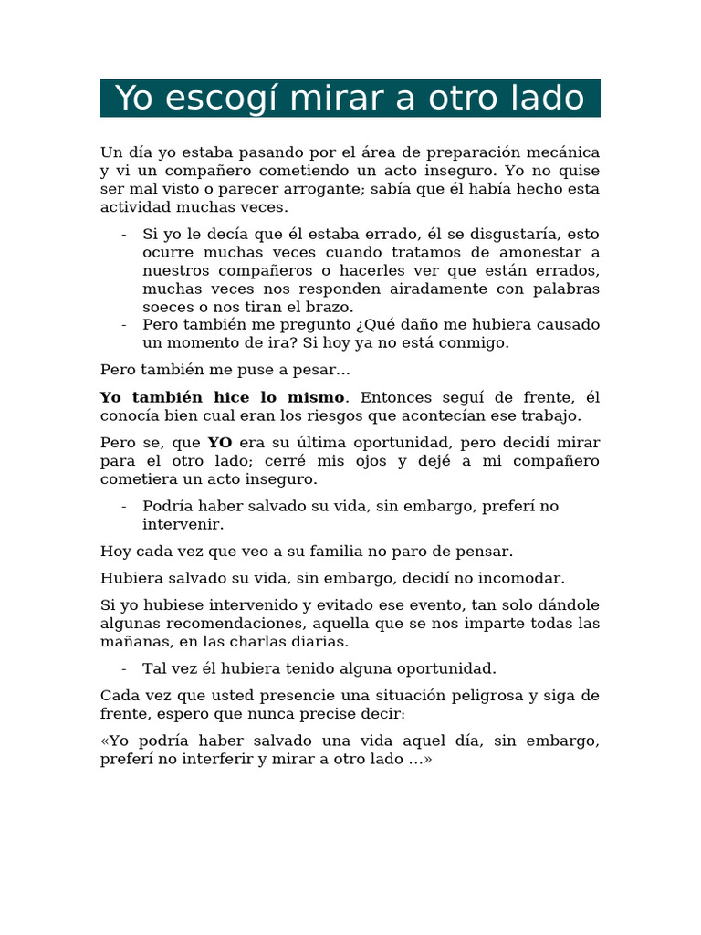Yo Escogí Mirar A Otro Lado | PDF | Estilo de vida