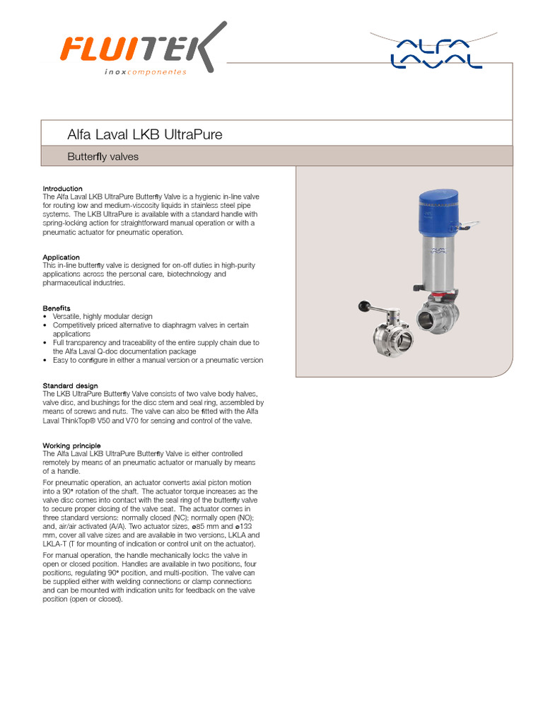 Outros Tipos de Valvulas LKB UltraPure Com Logo FLUITEK | PDF | Valve ...