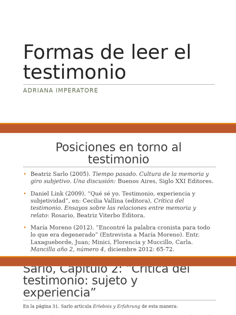 Formas de Leer El Testimonio | PDF | Testimonio | Verdad