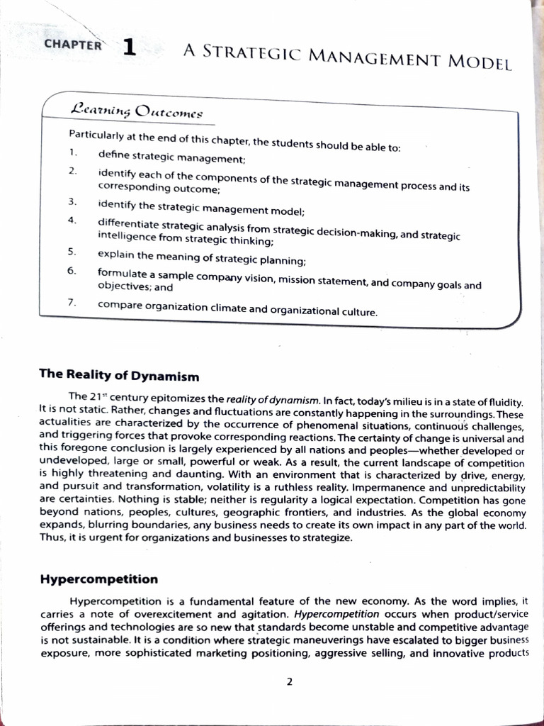 Chapter 1 Strategic Management | PDF | Strategic Management | Strategic Planning