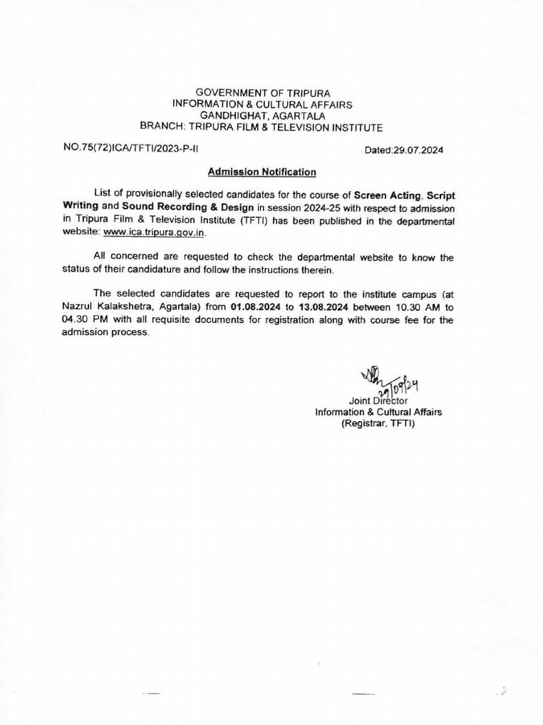 Admission Notification | PDF