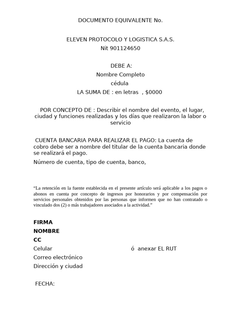 Formato Cuenta de Cobro Sara | PDF