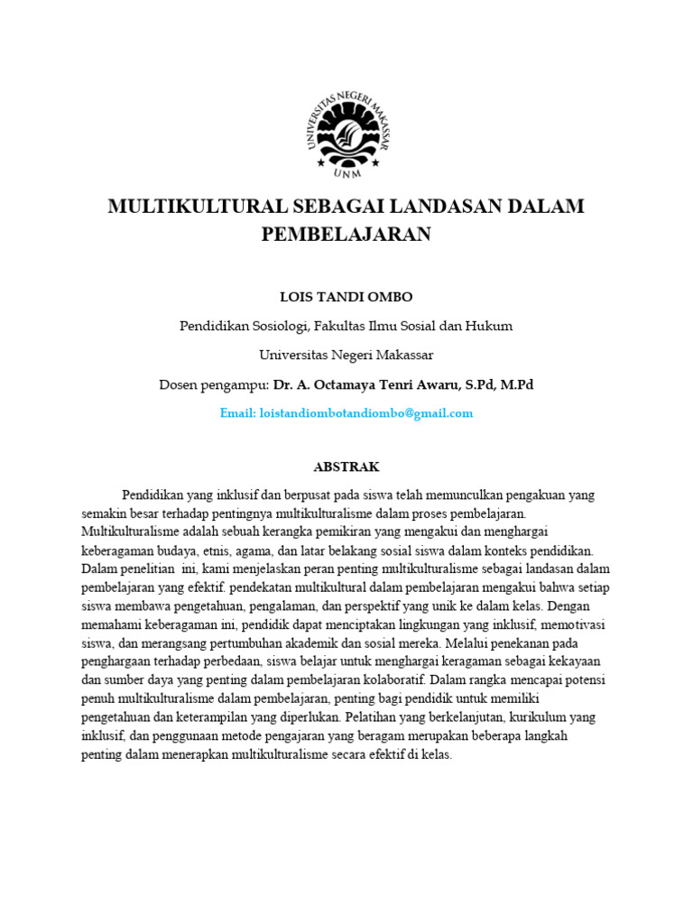 Multikultural Sebagai Landasan Dalam Pem | PDF