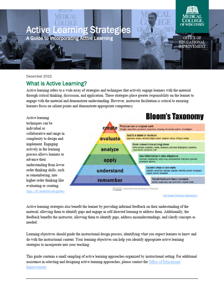 Active Learning Strategies | PDF | Learning | Education Theory