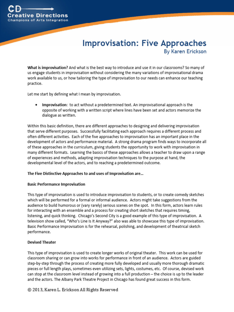 Improvisation 5 Approaches | PDF | Improvisational Theatre | Improvisation